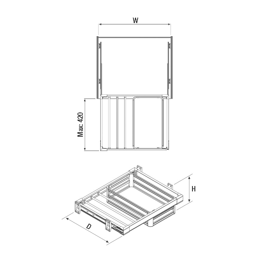 Starax Wardrobe Aluminium Drawer and Trouser Pant Rack with Side Mount ...